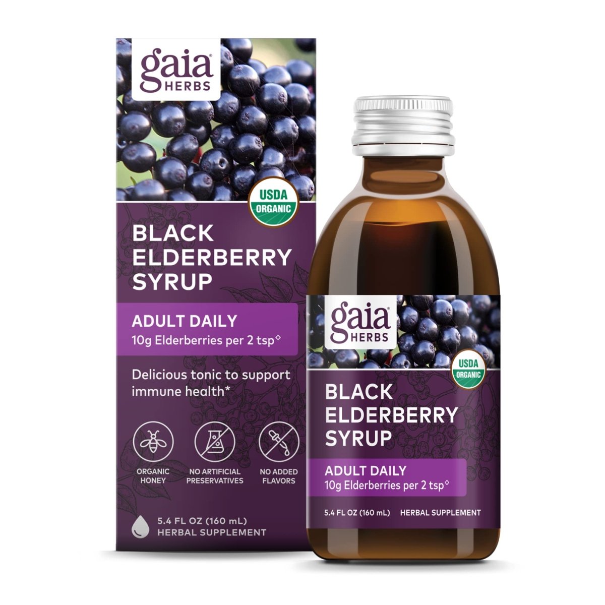 Gaia Herbs Black Elderberry Syrup Adult Daily - 5.4 Fl Oz (16-Day Supp ...