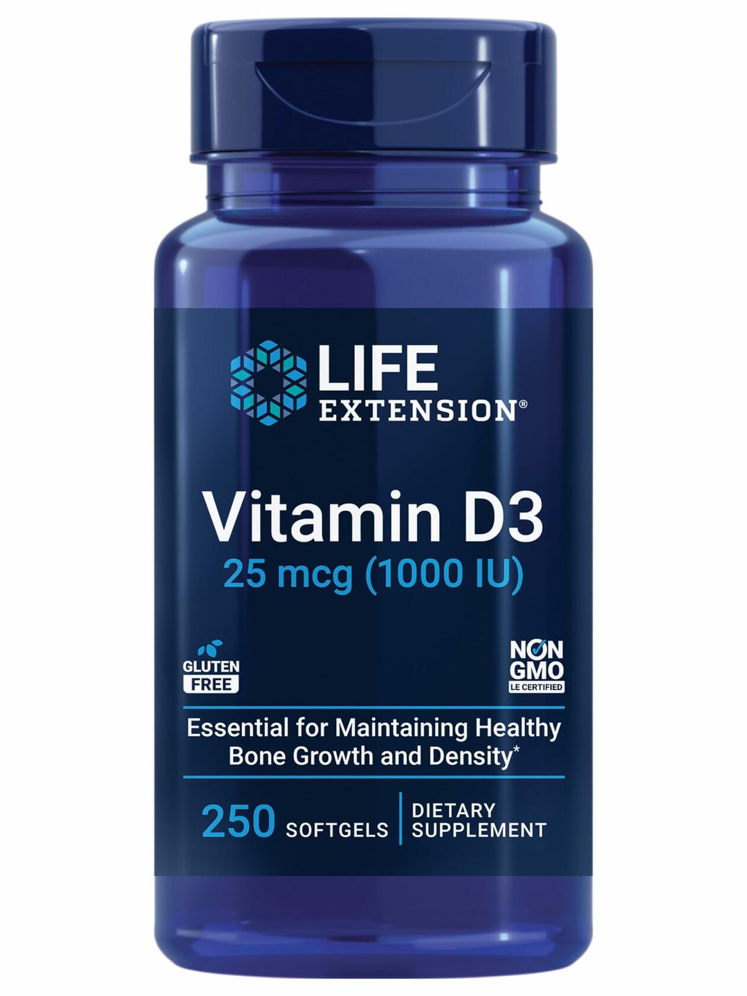 Life Extension Vitamin D3 25 mcg (1000 IU), Immune System Support, Bon ...