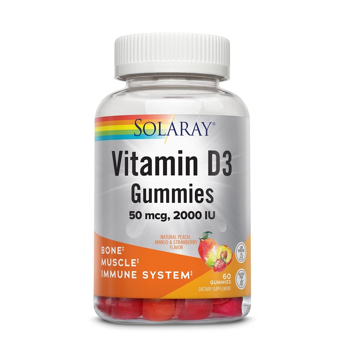 SOLARAY Vitamin D3 Gummies 50 mcg, 2000 IU | Healthy Bone, Muscle & Im ...